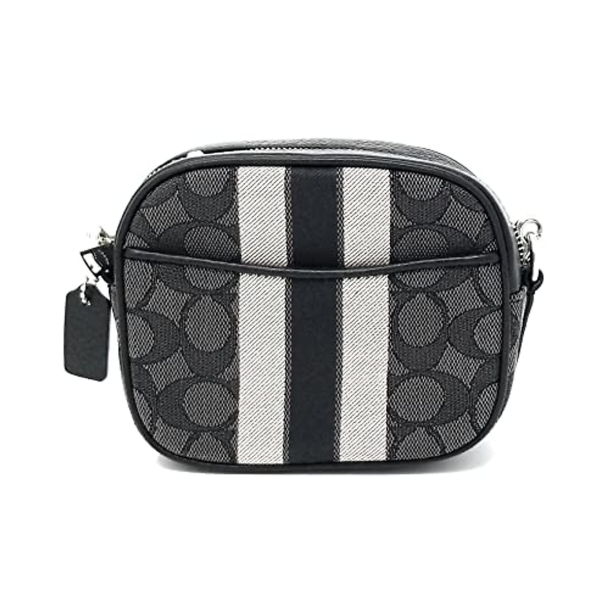 Coach Women's Mini Dempsey Camera Bag In Signature Jacquard With Stripe And Coach Patch (Silver/Black Smoke Black Multi)