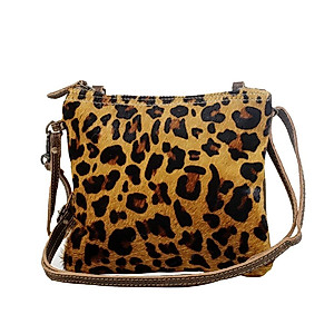 Myra Bag Western Hairon Crossbody Bag for Women - Leather Purse Shoulder Bag Retro Leopard