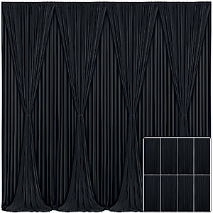 8 Panels Black Backdrop Curtain for Parties Wrinkle Free Black Photo Curtains Backdrop Drapes Fabric Decoration for Birthday Party Wedding 40ft(W) x 10ft(H)