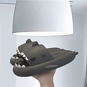 ChayChax Boys Girl Cloud Shark Slides Non-Slip Novelty Open Toe Sandals Extremely Comfy Cushioned Thick Sole Cute Cartoon Shower Slippers Indoor & Outdoor，Dark Grey，6.5-7.5Big Kid