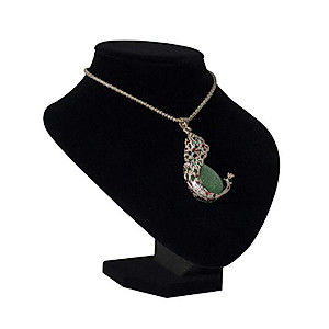 Homyl Black Velvet Wooden Necklace Display Bust Stand Mannequin - Jewelry Holder for Necklaces Chain, Choker, Pendant - 20x20x17cm