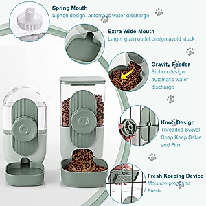Lemtrflo Hanging Automatic Food Water Dispenser,Gravity Rabbit Feeder and Water Dispenser Set,Cage Cat Food and Water Dispenser Food Bowl for Bunny Chinchilla Guinea Pig Hedgehog Ferret