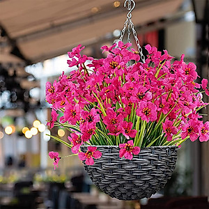 Artificial Flowers 10 Bundles Outdoor UV Resistant Plastic Plant Fake Flower, No Fade Faux Flower Plastic Greenery Shrubs Plant Indoor Outdoor Home Garden Porch Window Box Decorating (Fushia)