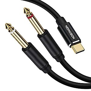 HOSONGIN USB C to Dual 6.35mm 1/4 inch Stereo Splitter Y Cable, USB Type C to Dual 6.35mm 1/4 inch TS Audio Cord for Smartphone, Tablet, Laptop Link Amplifier, Mixing Console Mixer, Speaker, 6 Feet