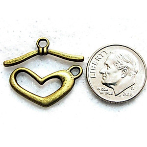 10Sets Tibetan Antique Bronze Heart Toggle Clasps Hooks Jewelry Findings C214 DIY Crafting by Wholesale Charms