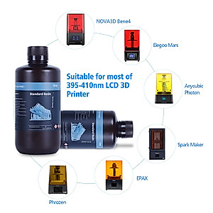 NOVA3D 3D Printer Resin Liquid,Standard Photopolymer,405nm UV Fast Light Curing 3D Printing Excellent Fluidity Resin,for 4K/8K LCD/DLP/SLA Resin 3D Printer Etc,1000g Grey Resin Printing More Models
