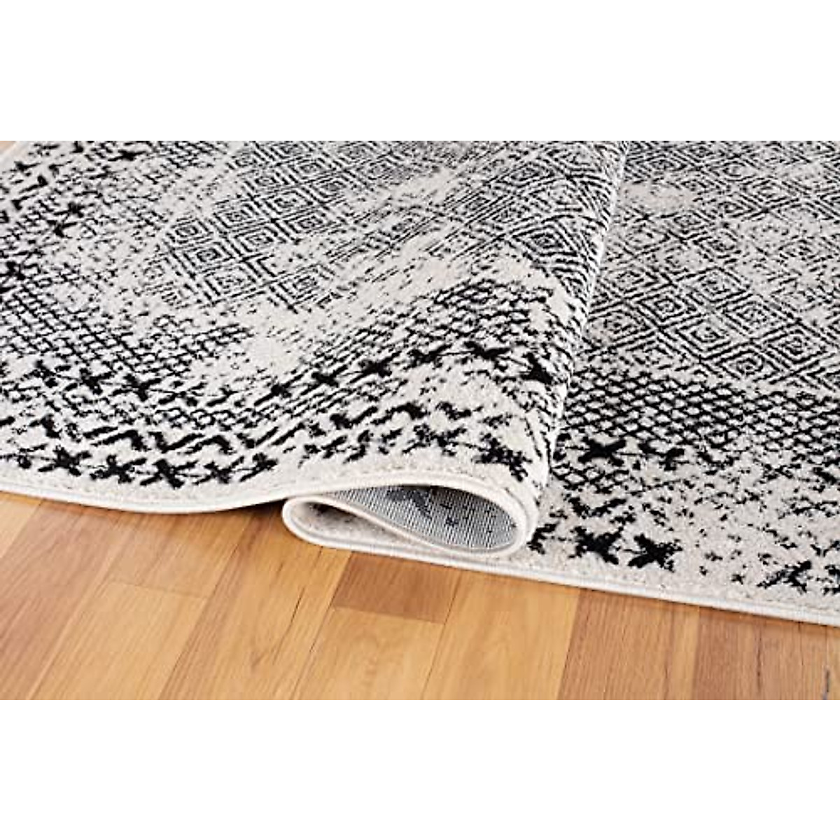 Rugshop Bohemian Distressed Border Stain Resistant High Traffic Living Room Kitchen Bedroom Dining Home Office Area Rug 5'x7' Black