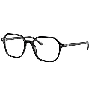 Ray-Ban RX5394 John Square Prescription Eyeglass Frames, Black/Demo Lens, 49 mm
