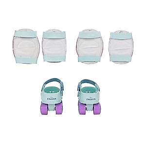 Disney Frozen Junior Skates Includes Knee and Elbow Pads, Size Adjustable Design for Growing Feet