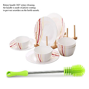 Silicone Bottle Brush, 360 Degree Rotary Silicone Bottle Brush Kitchen Cleaner with Anti Slip Handle for Throughly Stubborn Tea or Coffe, Milk Powder Scale on