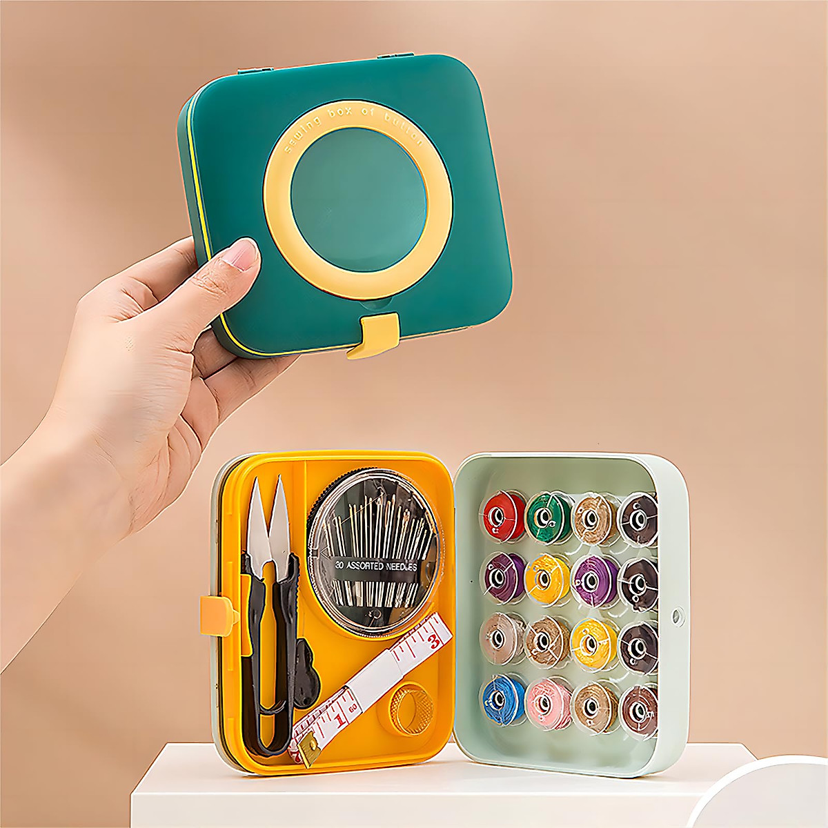 Sewing Kit, 16 Threads Sewing Kit with Magnifier, Portable Travel Sewing Kit Family Sewing Thread Accessories Supplies, Needle and Thread Accessories DIY Sewing Supplies, Great Gift for Family Home