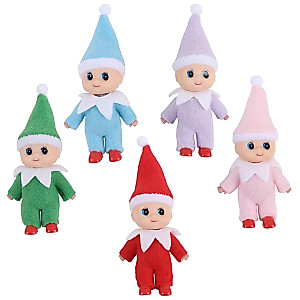 Yoodelife Colorful Costume Vinyl Face Plush Dolls Elf for Christmas Holiday New Year Decoration Gift, 5 Pack