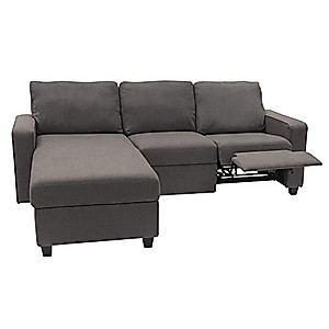 Serta Palisades Reclining Sectional Sofa with Left Storage Chaise, Small Couch with Built-In Storage, Low-Maintenance & Family-Friendly Fabric, Gray
