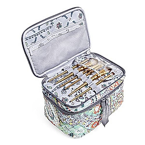 Vera Bradley Women's Cotton Brush Up Cosmetic Makeup Organizer Case, Citrus Paisley - Recycled Cotton, One Size