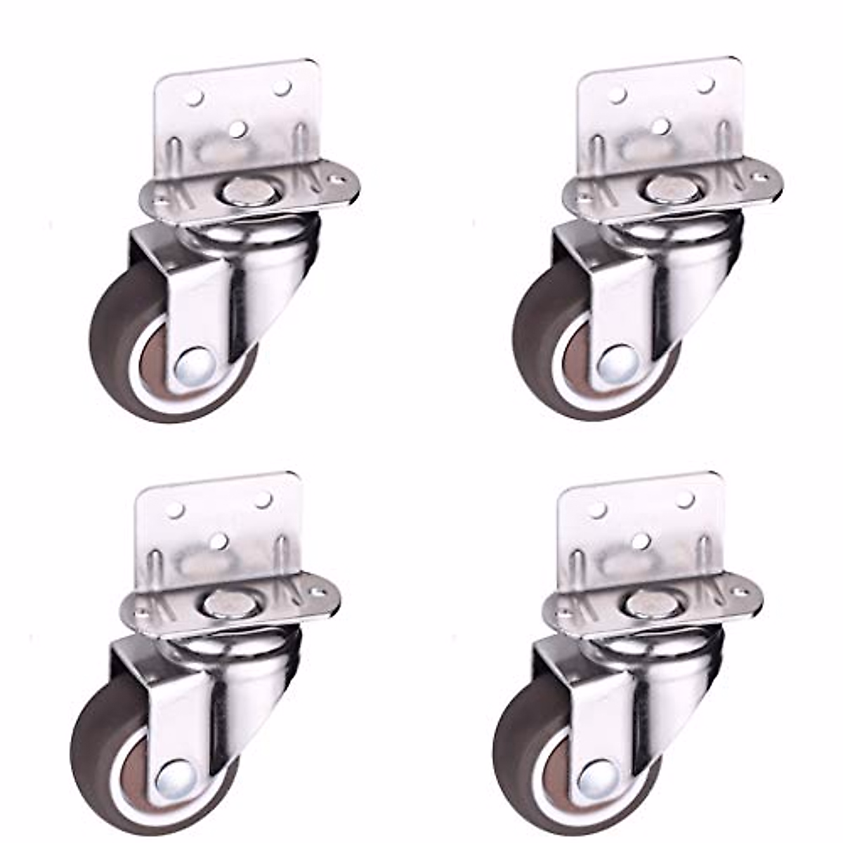 Skelang 4 Pcs 1 Inch Side Mounting Casters, TPE Swivel Plated Caster Wheels, L- Shaped Mute Wheel, Replacement for Baby Bed, Carts Trolley, Kitchen Cabinet, Furniture, Table, Loading Capacity 100 Lbs