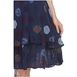 Women's Plus Size Summer Casual Sleeveless Dresses Polka-Dot Floral Scoop Neck Dress-Bigdot-Navy-1X