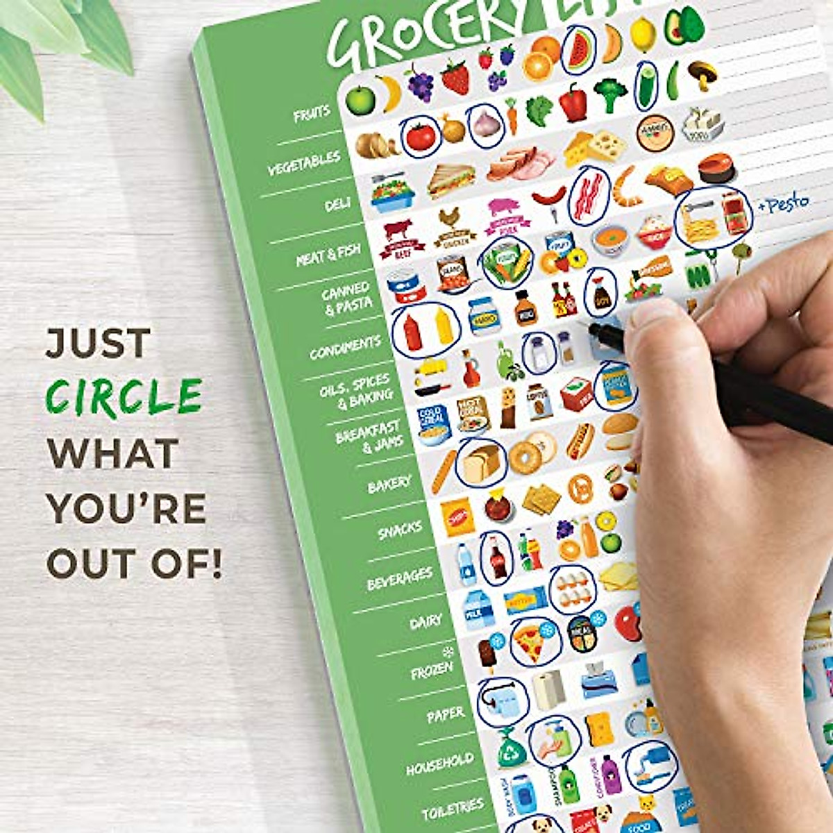 Visual Grocery List Magnet Pad for Fridge - Icon Shopping List Magnetic Pad for Refrigerator - 6 x 9 inches - 50 Tear-Off Sheets - Weekly Planner Memo Notepad for Meal Planning, Menu, Food & Groceries