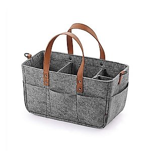 CHDHALTD Infant Diaper Storage Bag, Foldable Nursery Organizer Basket, Large Pocket Nappy Bag for Kids Storage Carrier(Dark Grey)