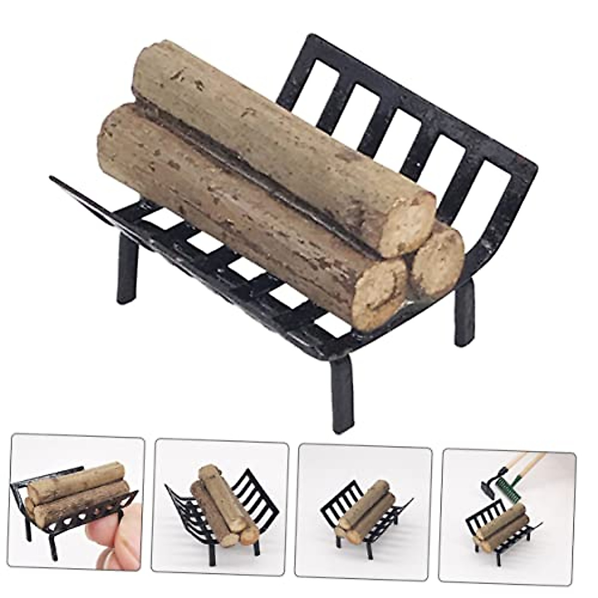 SAFIGLE 5 Sets Simulation Firewood Rack Handbag Accessories Metal Model Outdoor Decor Mini Furniture Kit Miniature Fire Rack Toys Garden Minihouse Fire Rack Ornamental Minihouse Fire Rack