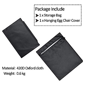 Xinjiuz Patio Hanging Egg Chair Cover Waterproof Swing Chair Covers with Zipper Outdoor Furniture Protector Garden Chair Cover 75" H x 45" D (Beige)