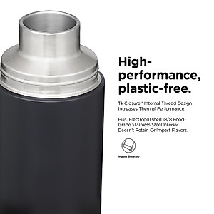 Klean Kanteen TKPro Insulated Thermos - Portable, Stainless Steel Drinking Bottle - Leak Proof & Easy to Clean - Black, 25 oz