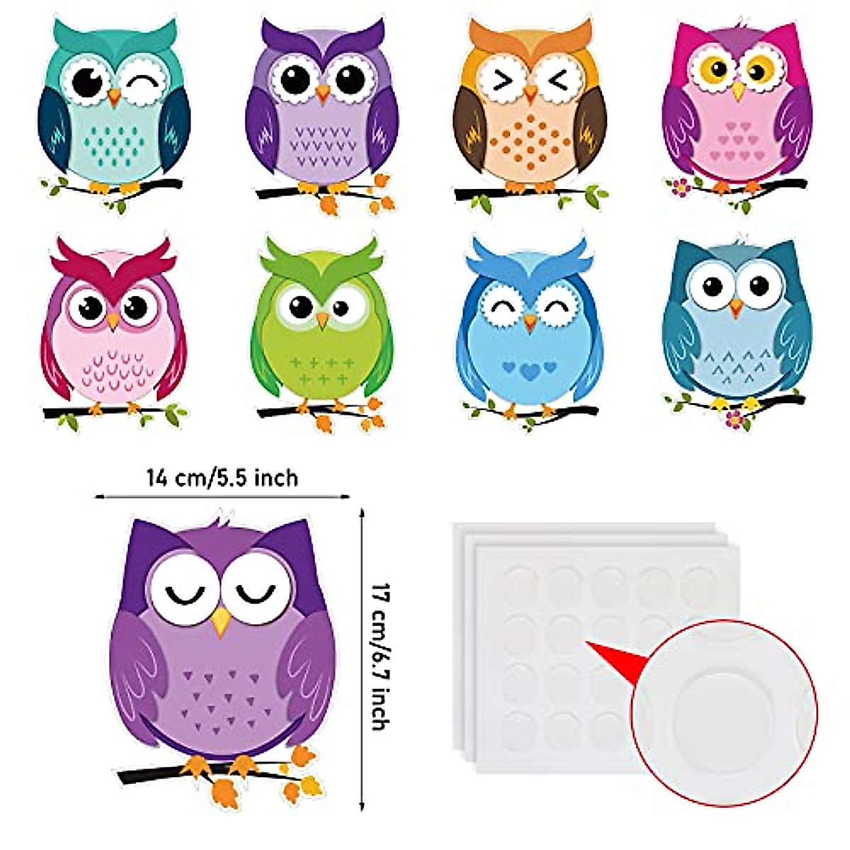 45 Colorful Owl Cut-Outs for Classroom & Party