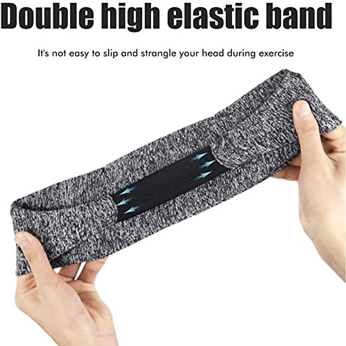 HaetFire Sleep Headphones Wireless Sports Headband, Sleeping Headsets Soft Elastic Band Music Headband Sweatband Earphone with Ultra-Thin Speakers Mic for Women Men Workout Running Yoga Travel