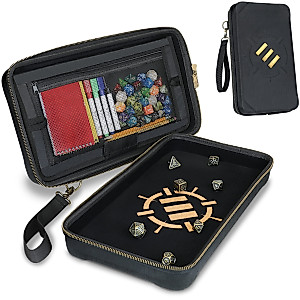 ENHANCE Tabletop Community DND Dice Case and Dice Rolling Tray - Dice Holder and Storage for up to 500 RPG Dice with Rugged Protective Design, Soft Interior, and Organizer Pockets (500 Dice Capacity)