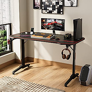Homall Gaming Desk Computer Desk Racing Style Office Table Gamer Pc Workstation T Shaped Gamer Game Station with Free Mouse Pad, Cup Holder and Headphone Hook (44 Inch, Black)