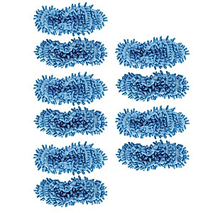 Ozgkee 10Pcs Chenille Mop Slippers Multifunction Floor Shoes Dust Cleaner Accessory (Blue)