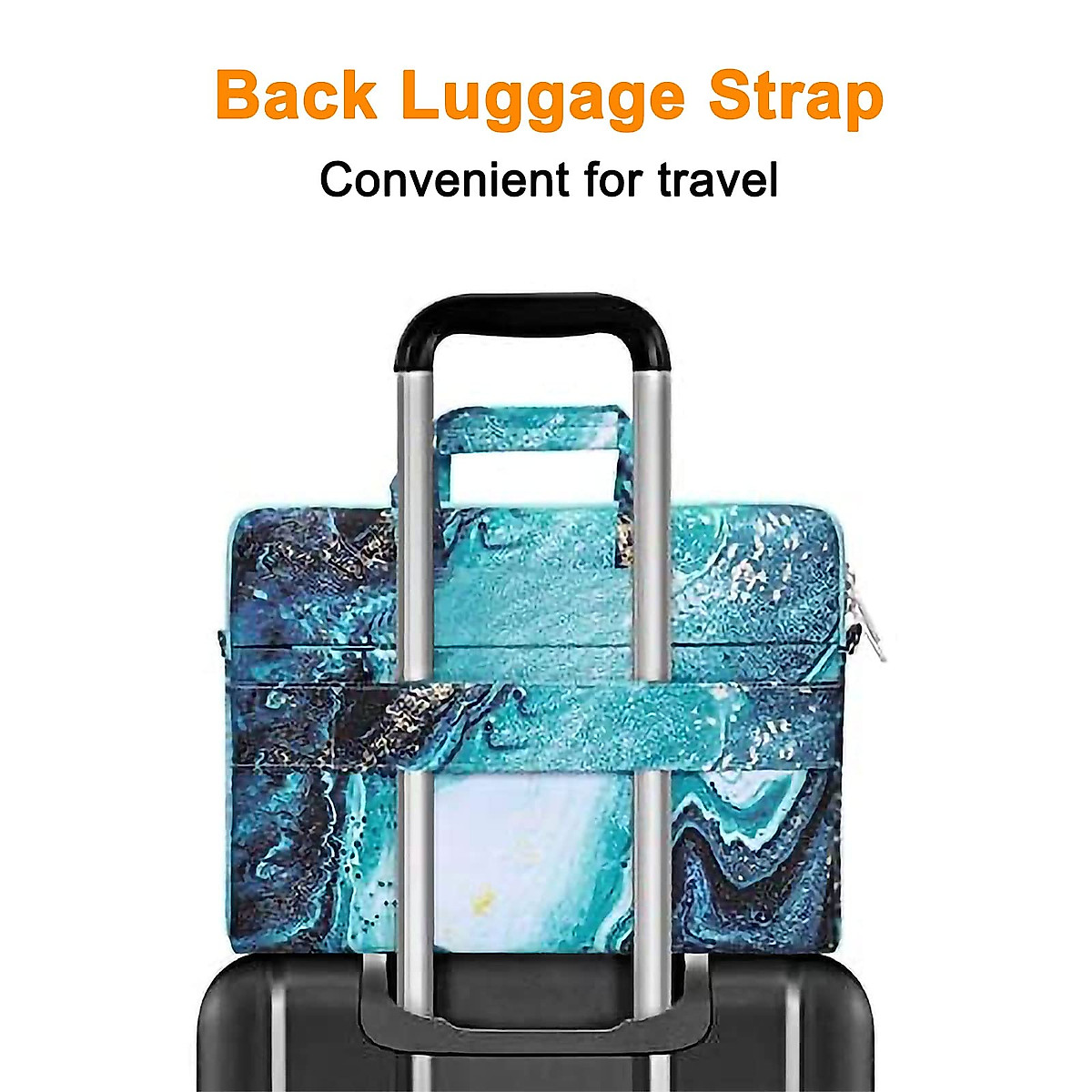 MOSISO Laptop Shoulder Bag Compatible with MacBook Air/Pro,13-13.3 inch Notebook,Compatible with MacBook Pro 14 inch 2023-2021 A2779 M2 A2442 M1,Creative Wave Marble Briefcase Sleeve with Belt