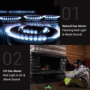 Carbon Monoxide Detector and Natural Gas Detector Alarm with Line Combination 2-in-1 Co Combustible Gas Leak Detector,Propane,LPG,Gas Leak Alarm for Kitchen/Home