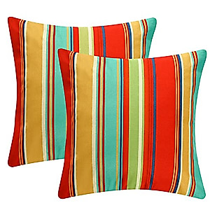 2 Pack Outdoor Pillow Covers Waterproof Decorative Patio Pillowcase Sunbrella Outdoor Throw Pillows for Patio Furniture Tent Garden Beach Couch, 18x18 Inches, Red