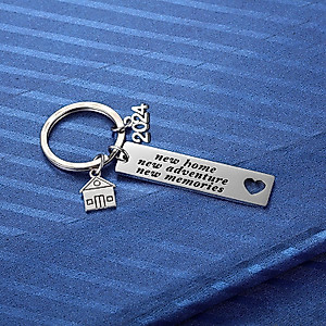2024 New Home New Adventures New Memories Keychain Housewarming Gift for New Homeowners New House Keyring Moving In Together First Home Key Chain