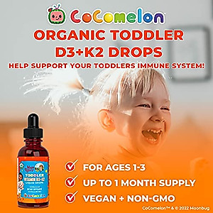 USDA Organic Cocomelon Elderberry Syrup for Toddlers & Cocomelon Vitamin D3 K2 Liquid Drops for Toddler Bundle by MaryRuth's | Immune Support | Calcium Absorption | Strong Bones | Vegan | Gluten Free