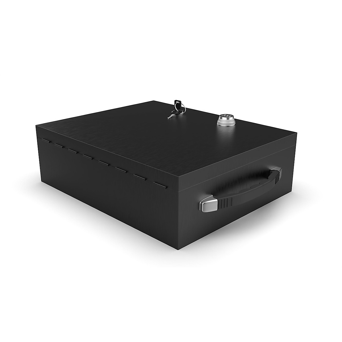 Fire Retardant Strong Box, Dual Combination and Key Lock Security Chest, Fire Resistant Steel Lock Box to Safeguard Vital Documents, Medicine, Money, 0.24 Cubic Feet, 12" x 10" x 3.5" Interior, Black