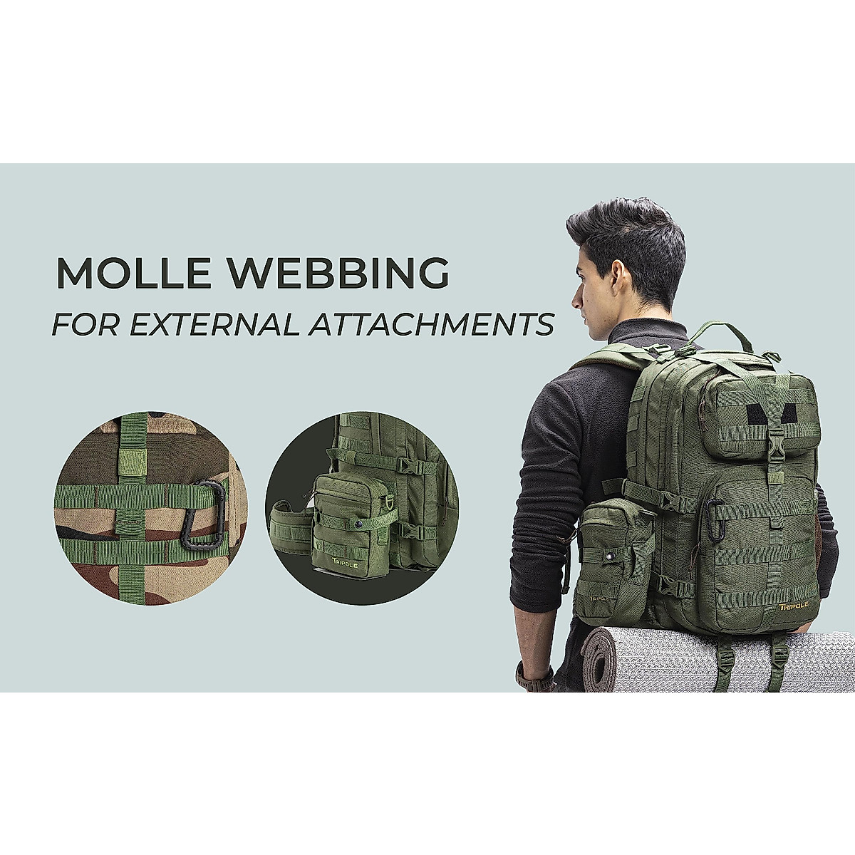 Tripole 45 Ltrs Backpack With Sling Bag Attachment (Alfa_Army Green)