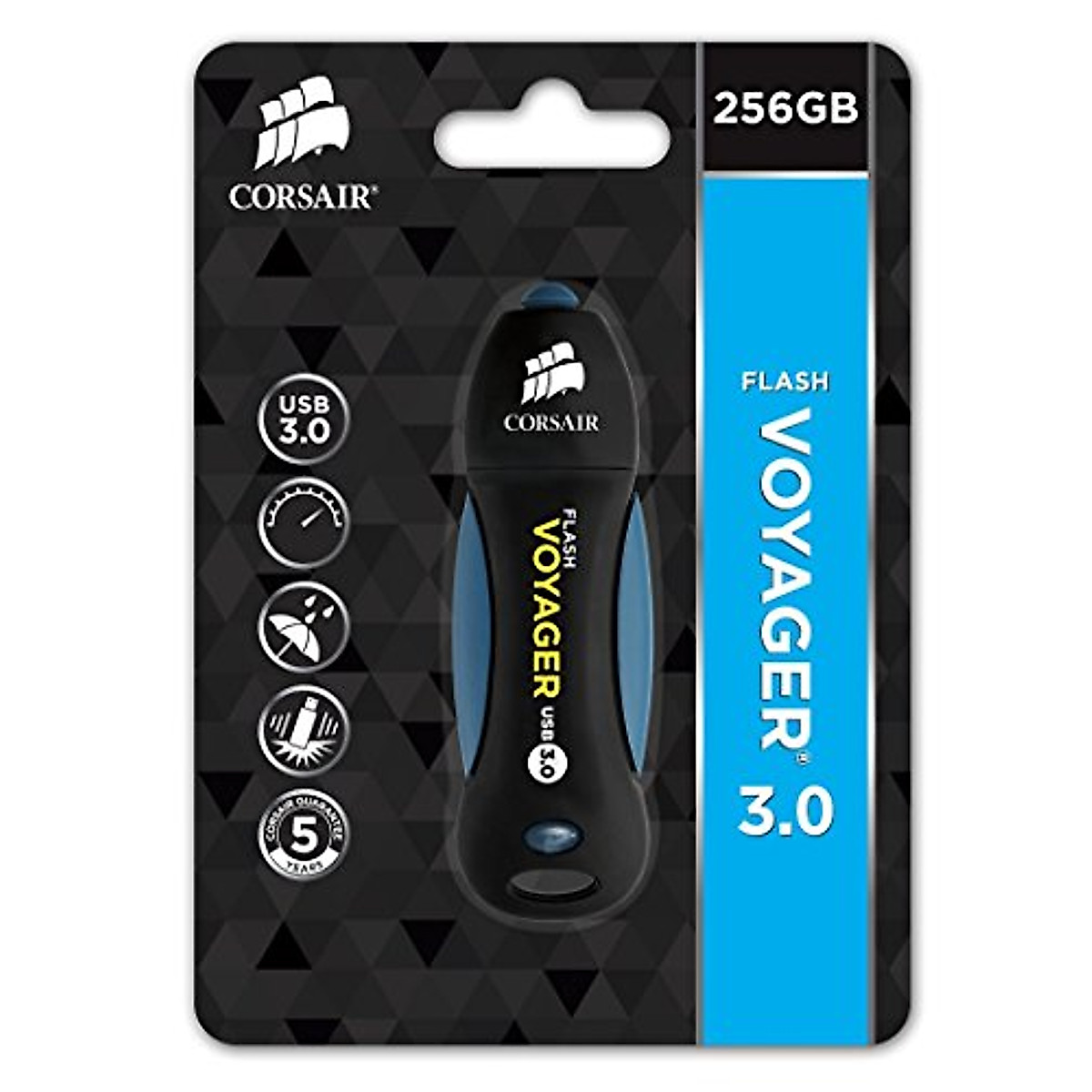 Corsair CMFVY3A-256GB Flash Voyager USB Flash Drive, USB 3.0, 256GB, Black