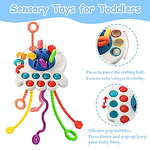 Montessori Toys for 1 Year old-Baby Toys 6 to 12 Months Sensory Toys for Toddlers 1-3 Food Pull String Activity Toys for Baby Fine Motor Skills Travel Toys Birthday Gifts for Infant Boys Girls Age 1-6