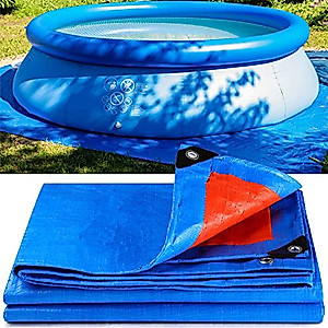 Woanger 13 ft Pool Mat Swimming Pool Ground Cloth Square Pool Liner Pad Waterproof PE Ground Pool Mat for Above Ground Pools Avoid Rocks, Roots, and Glass