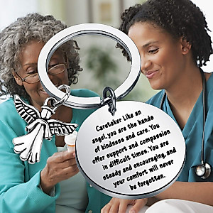 LQRI Caretakers Gift Caregivers Gift Caretaker Like An Angel You Are The Hands of Kindness and Care Keychain Babysitter Nanny Daycare Nurse Caretakers Thank You Gift (sliver)