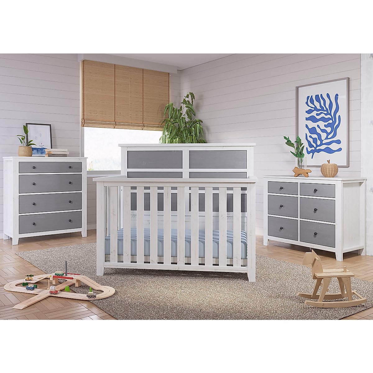 Child Craft Ocean Grove 6 Drawer Dresser for Nursery or Bedroom, Plenty of Storage, Anti-Tip Kit Included to Prevent Tipping, Non-Toxic, Baby Safe Finish (White/Gray)
