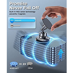 Magnetic Phone Holder for Car, Kozart Universal [Upgrade Kit] Magnet Car Mount for Dashboard & Vent 360°Rotation Cell Phone Mount Compatible with iPhone, Samsung, LG, GPS, Mini Tablet & More