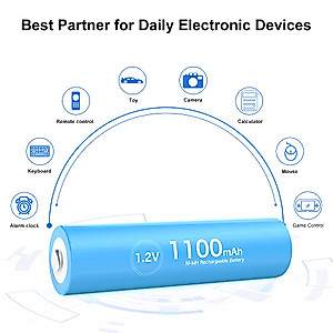 Deleepow AAA Rechargeable Batteries NiMH, 1100mAh High Capacity Pre-Charged Triple A Battery, 1.2V Low Self Discharge, Pack of 8