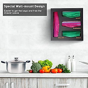 Mohoeey Ziplock Bag Storage Organizer for Kitchen Drawer, Suitable for Gallon, Quart, Sandwich and Snack Variety Size Bag-Black