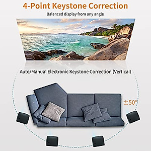 2.4/5G WiFi Bluetooth Projector, Native 1080P 200" Outdoor Movie Projector, 10000L Smart Home Theater Projector 4K Video Games with Android OS/Wireless Mirroring/HDMI/USB for Phone DVD TV Stick Laptop