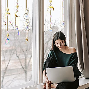 Crystal Suncatcher, 5pcs Window Hanging Sun Catchers Crystal Chandelier Ball Prism Pendant Light Catcher Ornament, Garden Suncatchers Window Rainbow Maker for Home Wedding Decoration Gifts