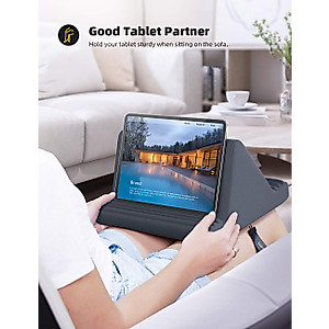 Lamicall Tablet Pillow Stand, Soft Pad for Lap - Tablet Holder Dock for Bed with 6 Viewing Angles, Compatible with iPad Pro 9.7, 10.5, 11, 12.9 Air Mini, Kindle, Galaxy Tab, E-Reader, Dark Gray