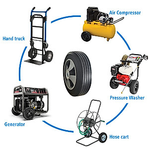 LotFancy 8 inch Hand Truck Wheels, 2PCS Solid Flat Free Tires Replacement for Hand Truck Dolly Cart Wagon Generator, 5/8” Axle