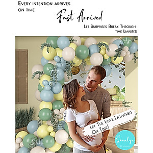 Soonlyn The Baby Shower Decorations, 13Ft Sage Green Balloon Arch Kit 12In Yellow Dusty Blue White Sand Balloons for Birthday Party Decorations